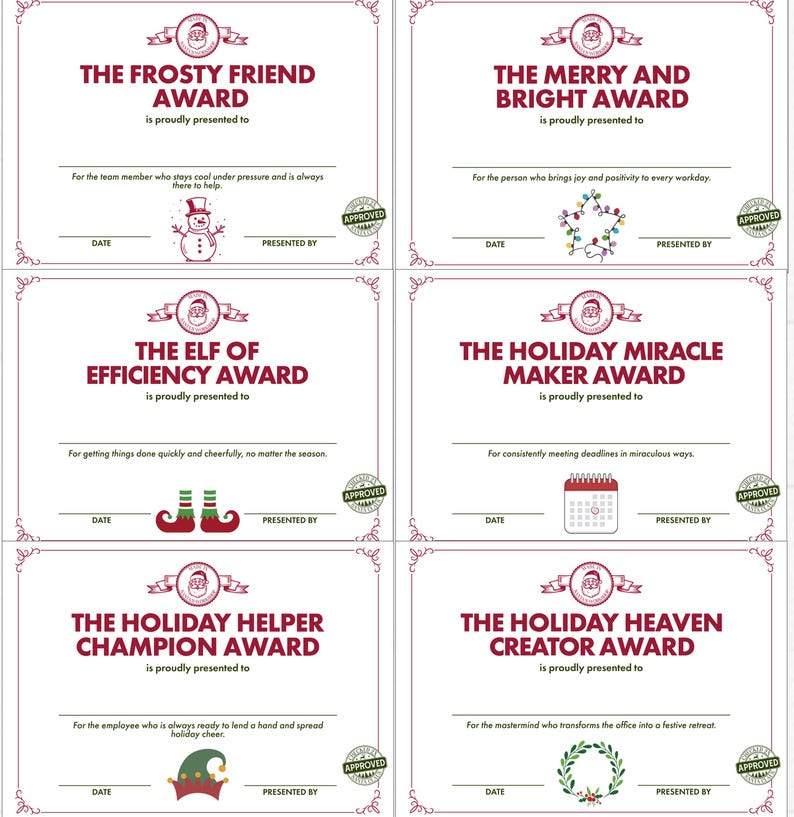25 Funny Christmas Awards for Employees. Printable Certificates ...