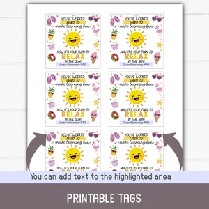 End of Year Teacher Gift Tag Printable • "relax in the Sun" Tag ...