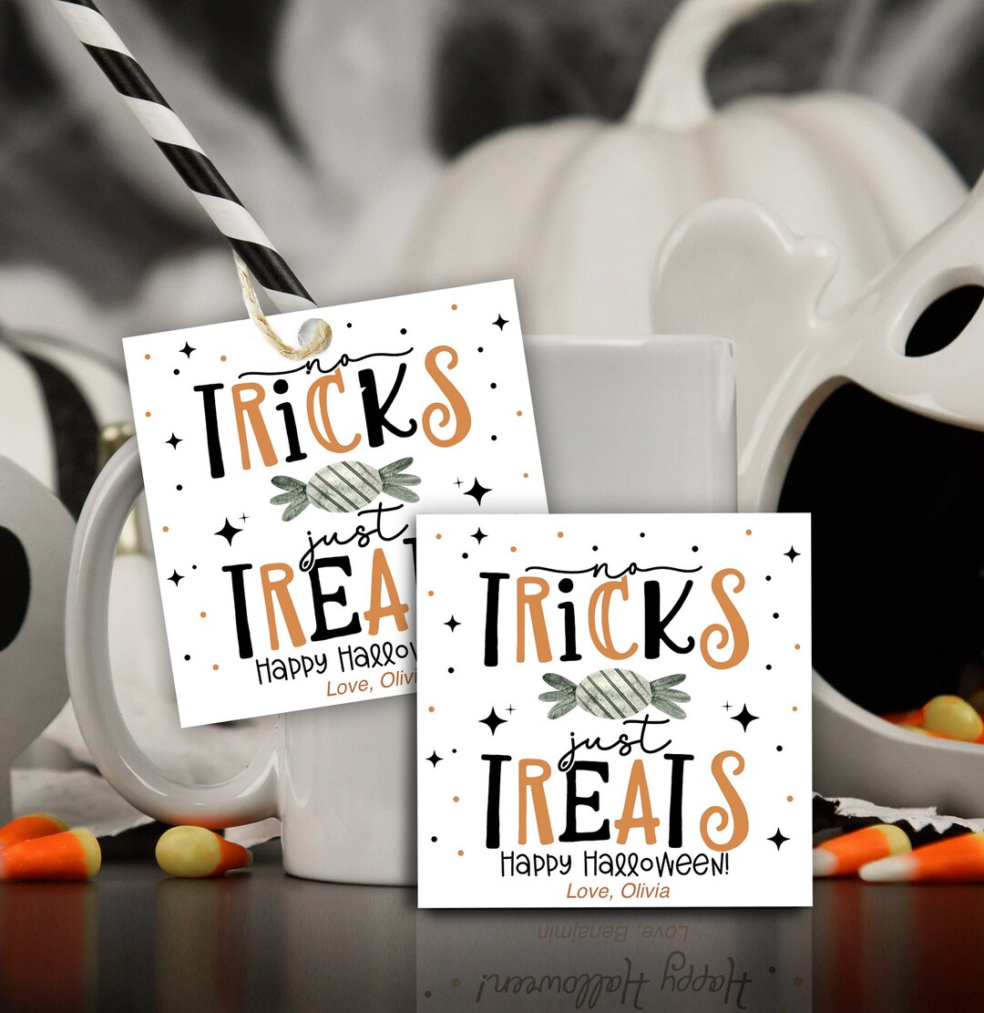 Printable Halloween Favor Tags. Just Treats, No Tricks. Instant ...