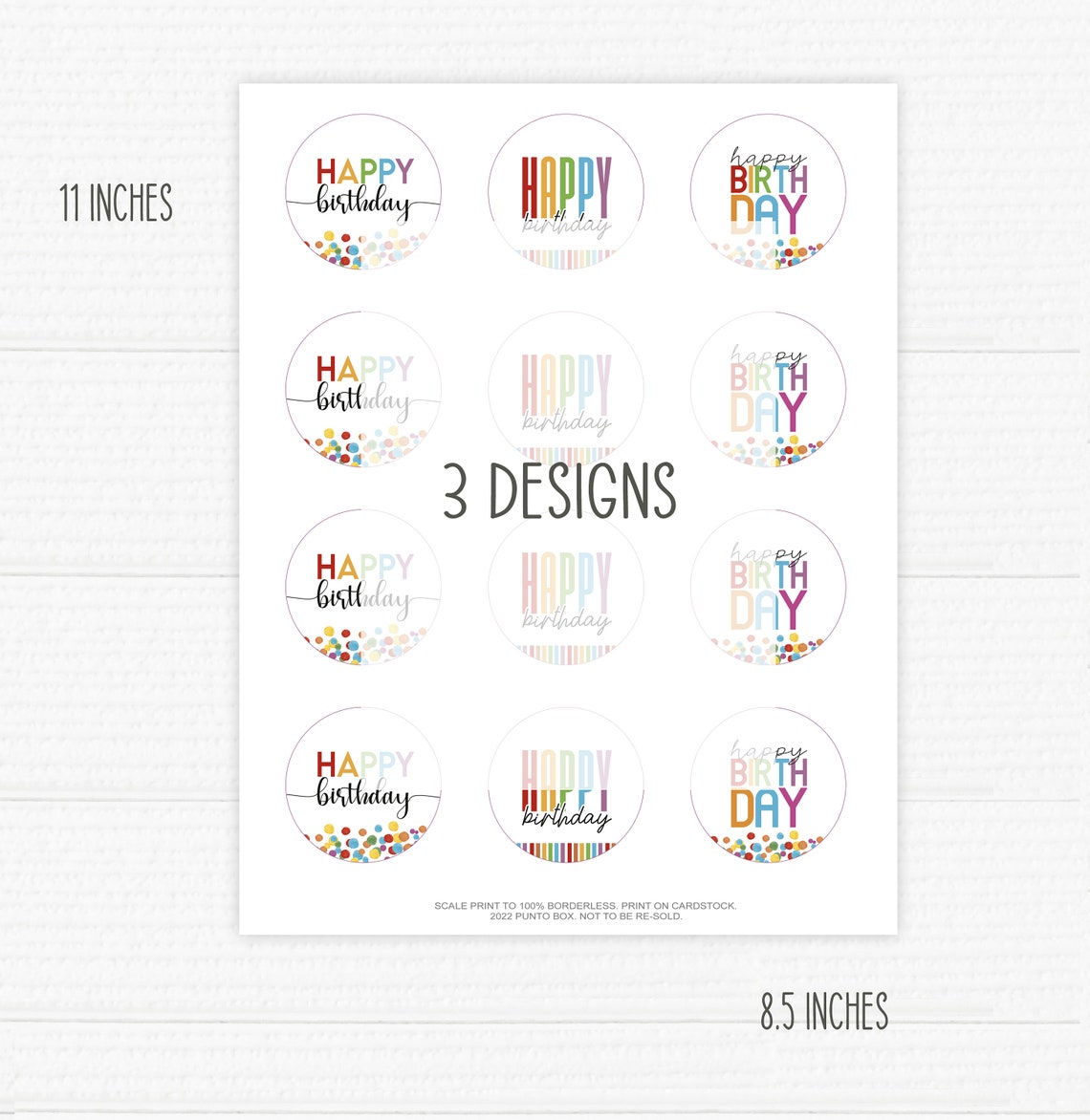 Printable Round Favor Birthday Tags. Not Editable. Three - Etsy