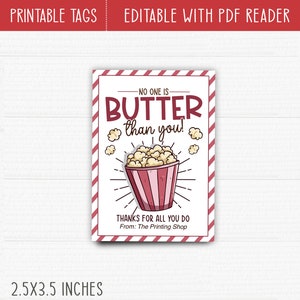 Printable Popcorn Favor Tags. Staff, Employee Appreciation Tag. No One ...