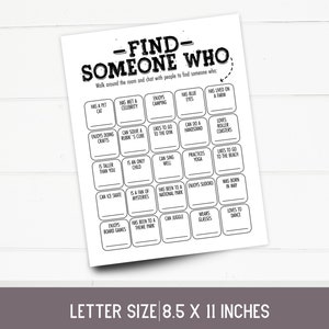 Printable Find Someone Who Bingo. Get to Know You. Two Sizes. Editable ...