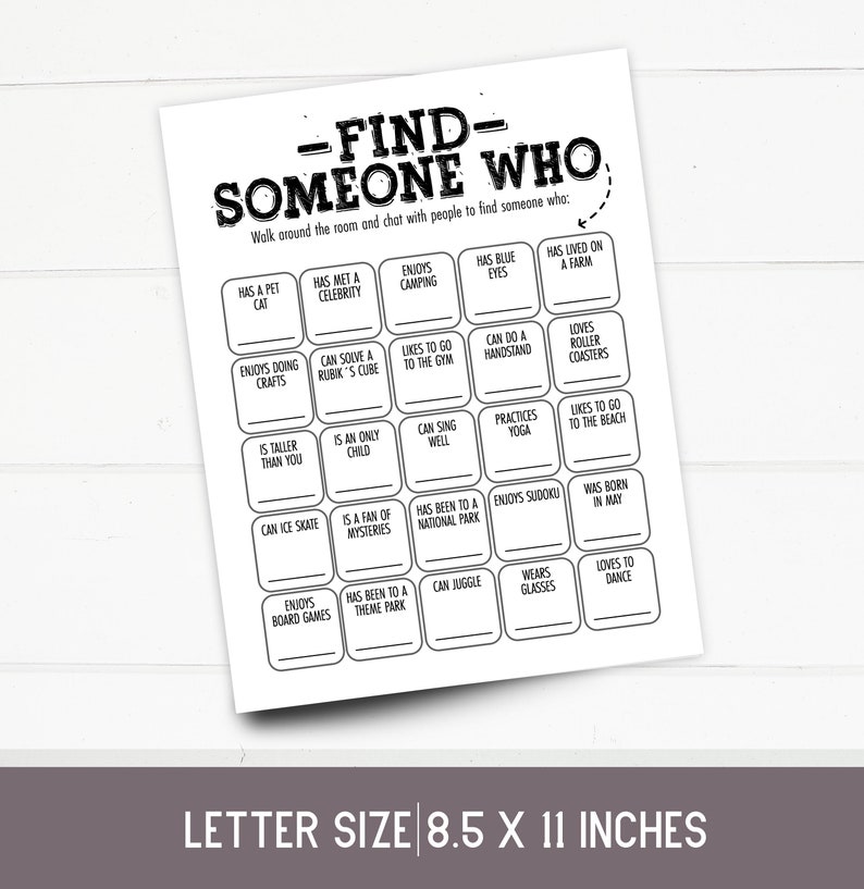Printable Find Someone Who Bingo. Get to Know You. Two Sizes. Editable ...