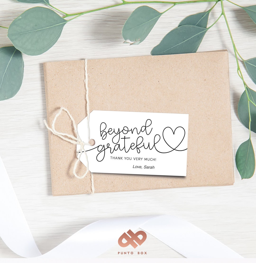 Printable Thank You Tag. Beyond Grateful. Instant Download. Editable ...