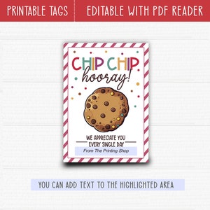 Printable Chip Cookies Favor Tags. Staff. Employee Appreciation Tag ...