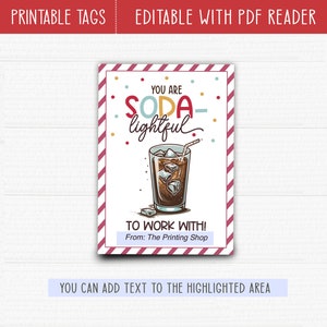 Printable Soda Favor Tags. Staff. Employee Appreciation Tag. You Are ...