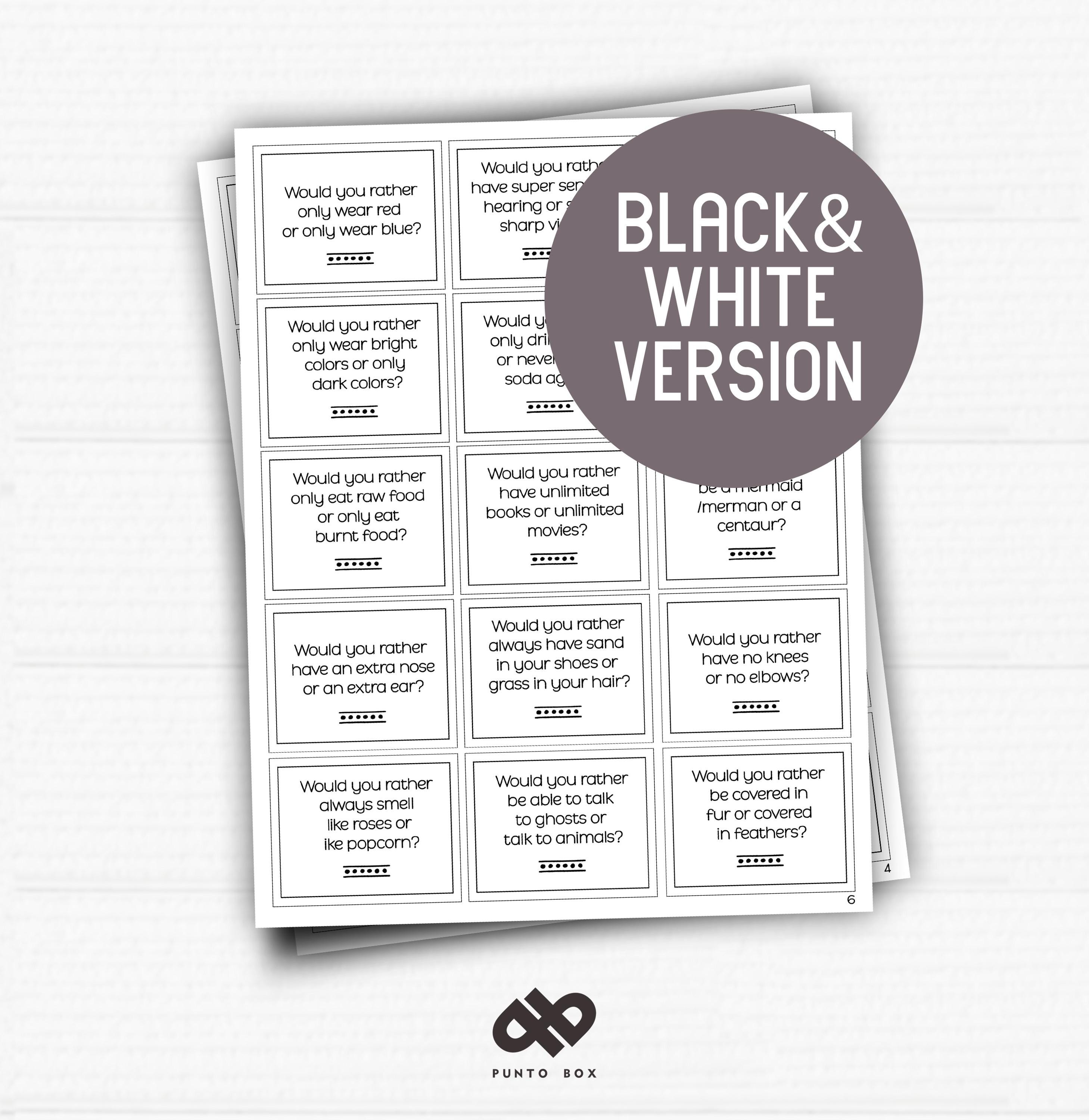 165 Would You Rather Questions. Printable Conversation Starters Cards ...