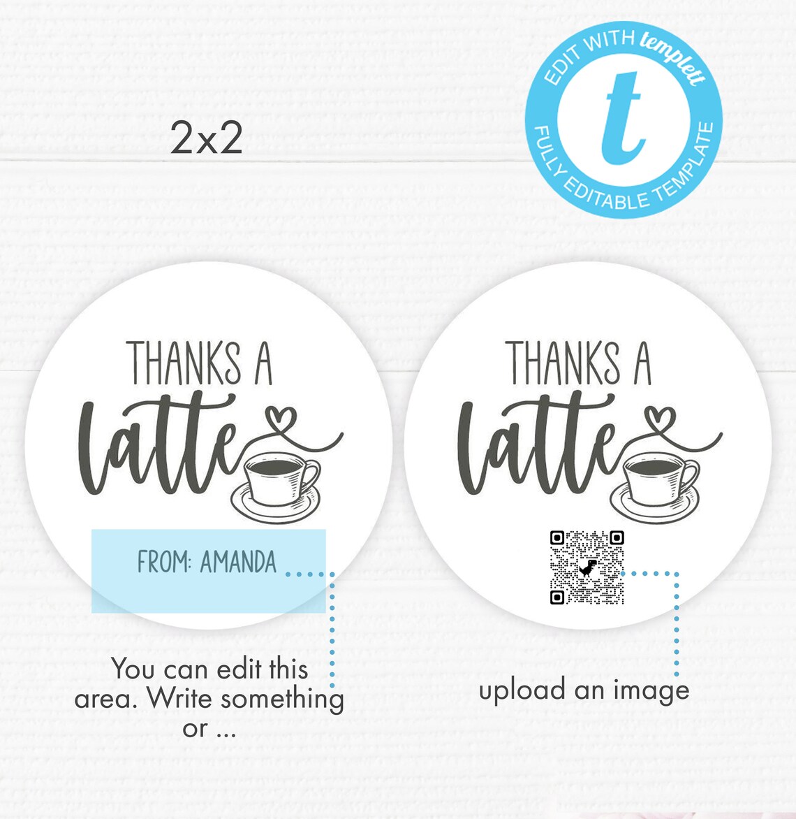 Printable Thanks a Latte Tag. Three Sizes. Gray. Editable - Etsy