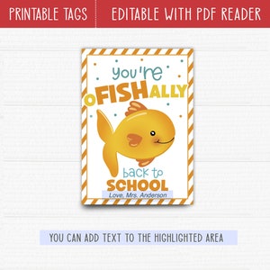 Printable Welcome Back to School Gift Tag. Editable Snack Tag. You Are ...