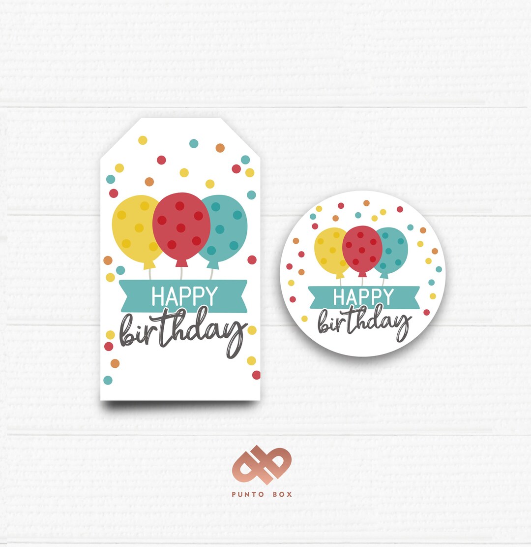 Printable Birthday Tag. Instant Download. Not Editable. Balloons. Happy ...