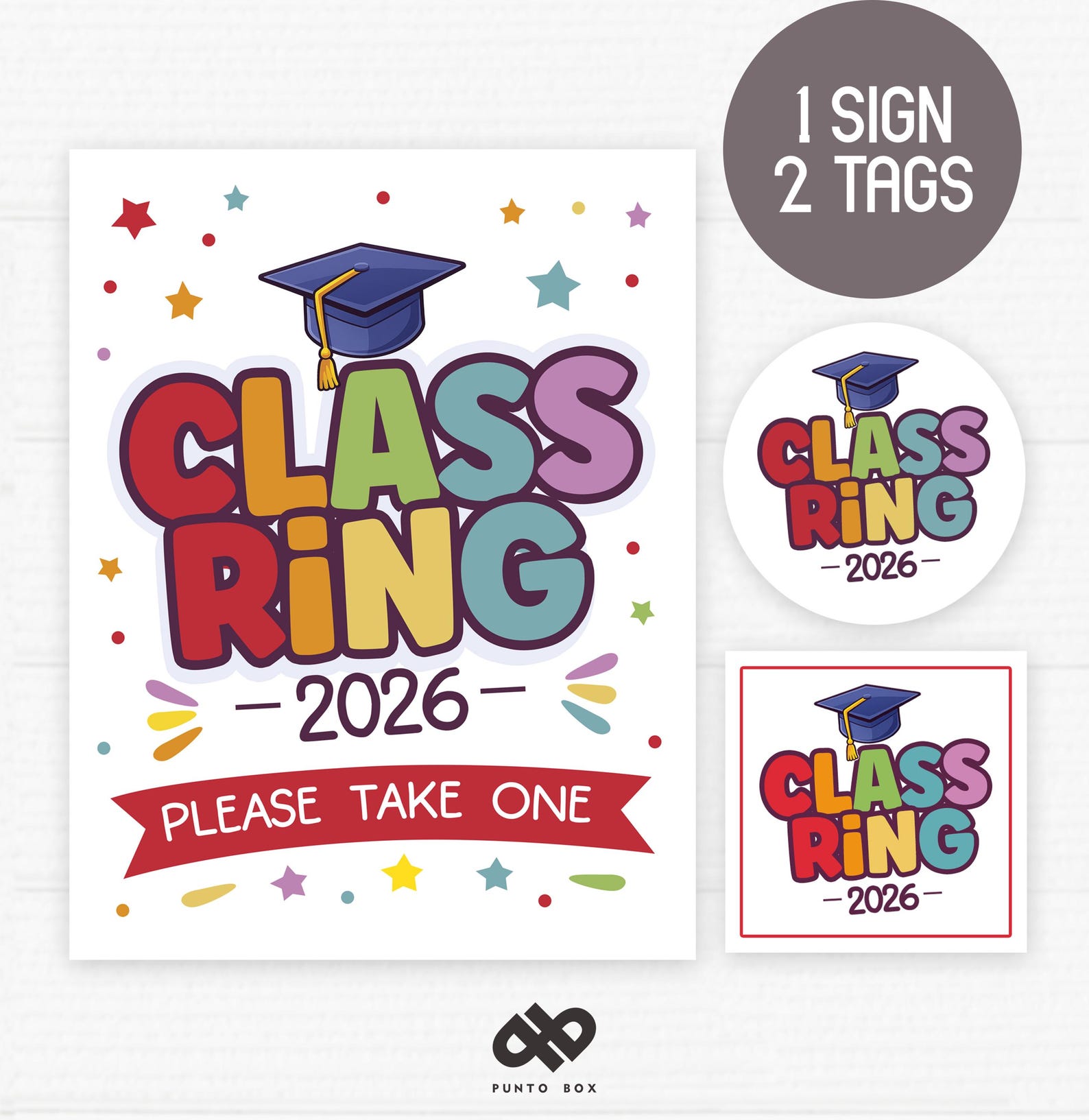 Class Ring Pop Favor Tags and Stickers | Kindergarten and Fifth Grade ...