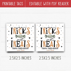 Printable Halloween Favor Tags. Just Treats, No Tricks. Instant ...