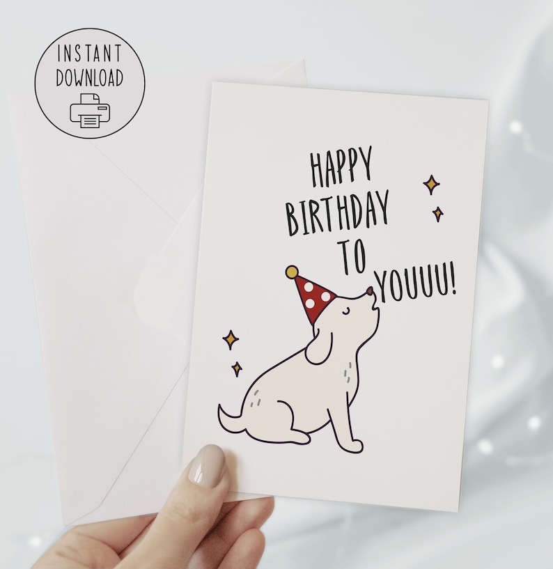 Printable Birthday Cards. Happy Birthday to You. Singing Dog - Etsy