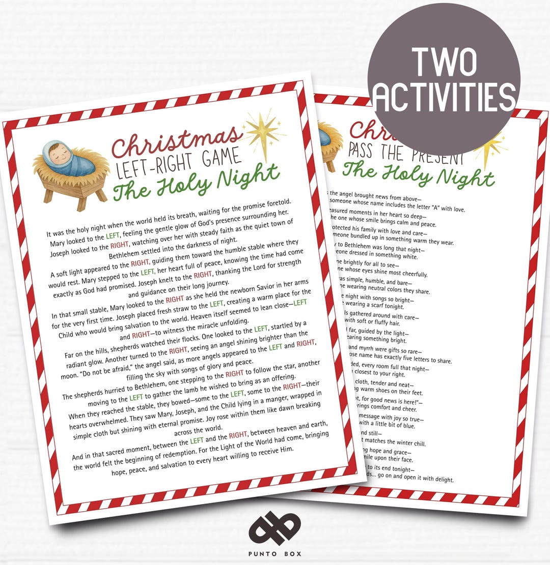 Christmas Nativity Games Printable | Pass the Present & Left Right ...