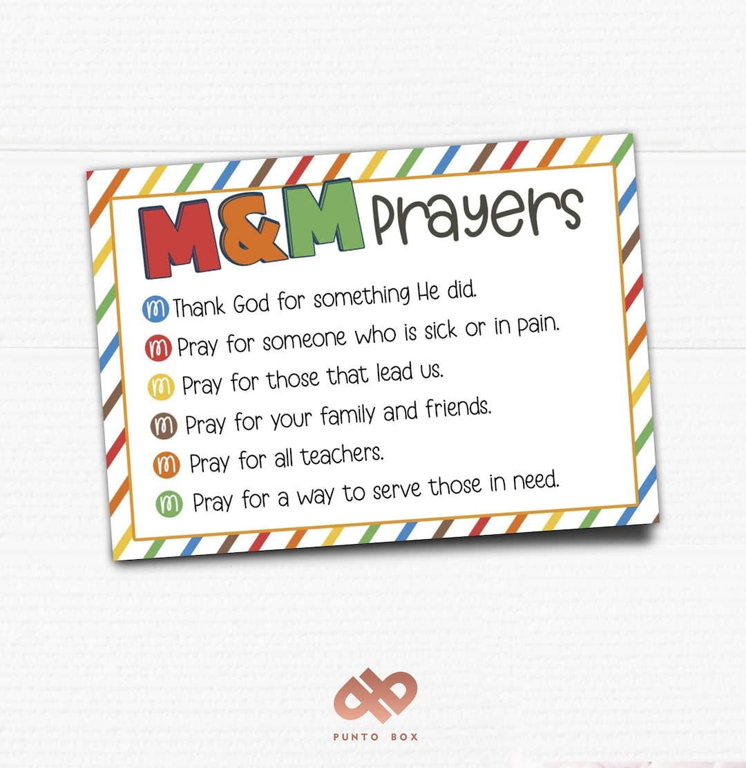 Printable M&M Prayers Tag. Editable Sunday School Cards. VBS. Instant ...