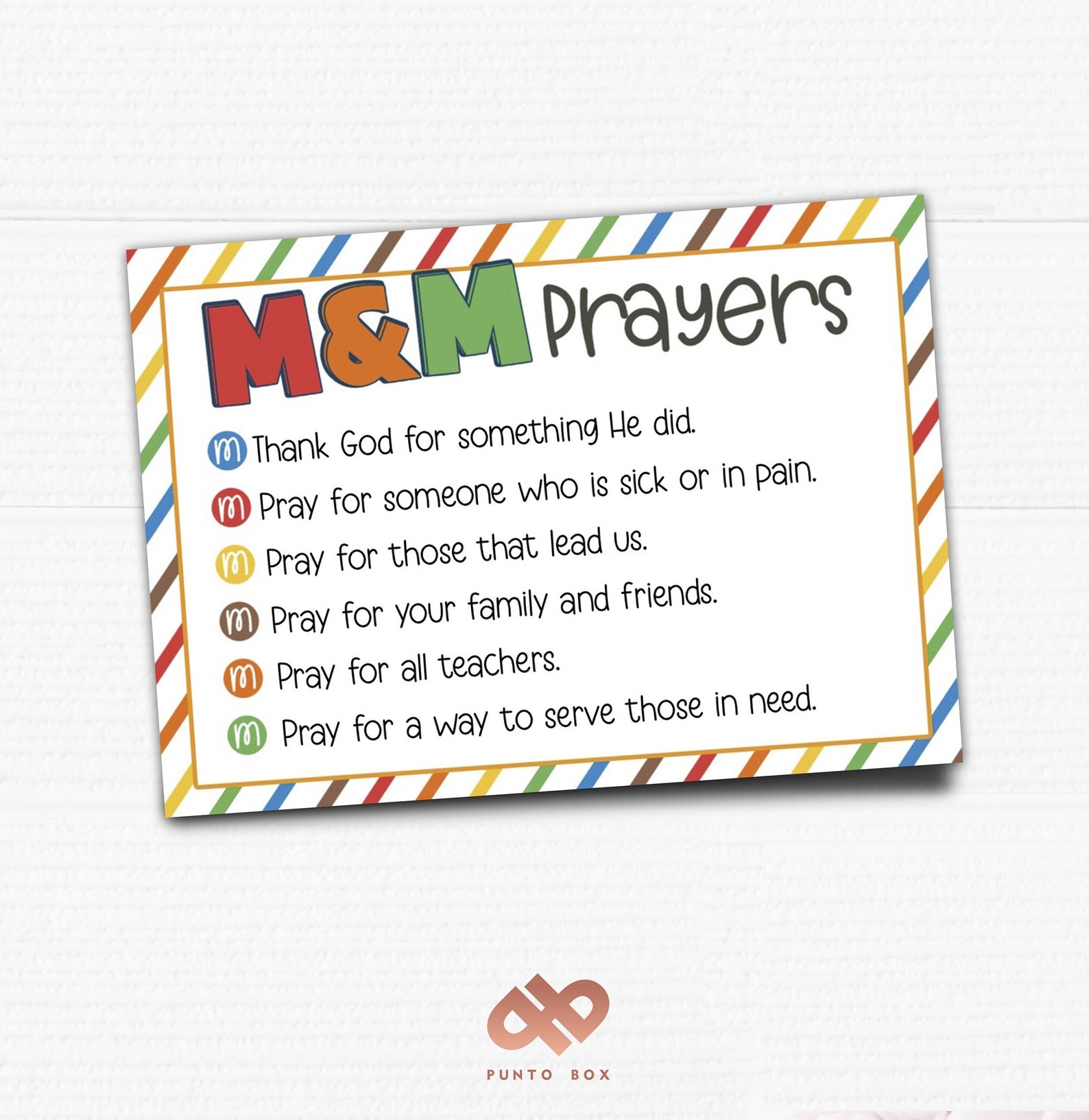 Printable M&M Prayers Tag. Editable Sunday School Cards. VBS. Instant ...