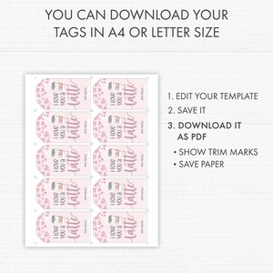 Printable Thanks a Latte Tag. Three Sizes. Gray. Editable Template - Etsy