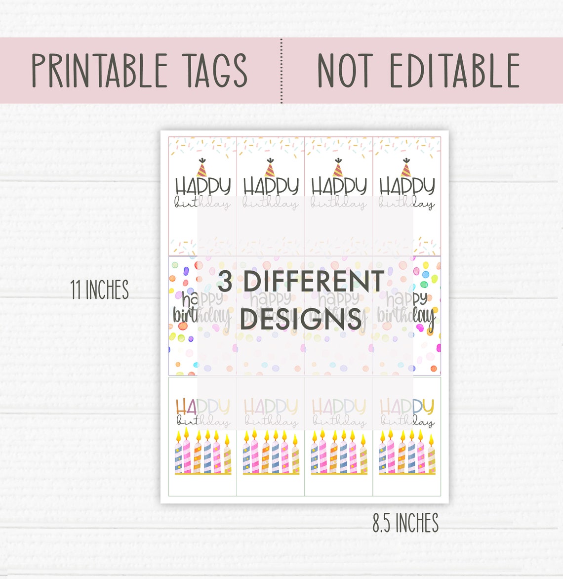 Printable Birthday Tags. Instant Download. Not Editable. Favor - Etsy