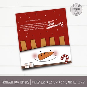 Christmas Printable Treat Bag Toppers. Snowman Soup. Three Different ...