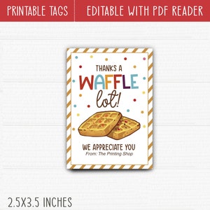 Printable Gift Tag. Thanks a Waffle Lot. Teacher, Employee Appreciation ...