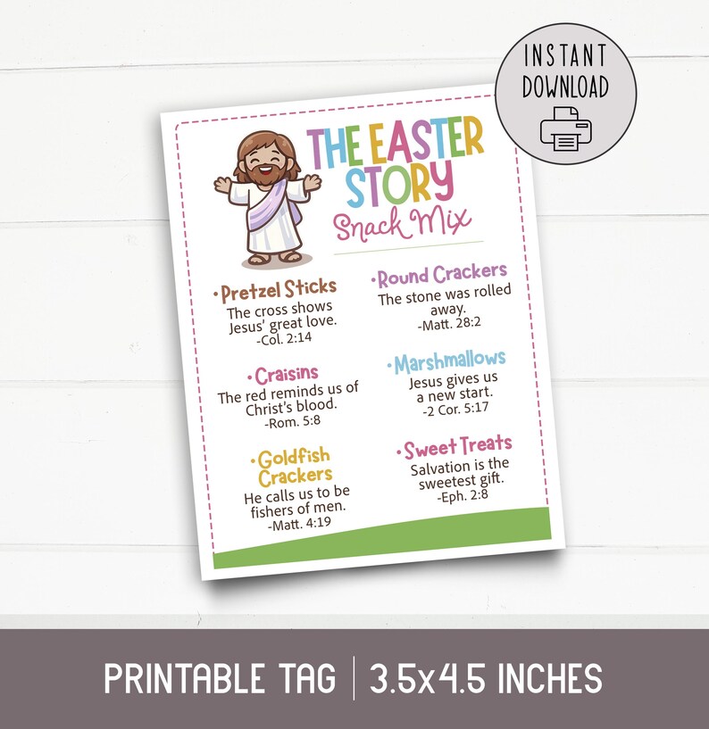 Christian Easter Snack Mix Tag Printable | Easter Story Treat Bag Label ...