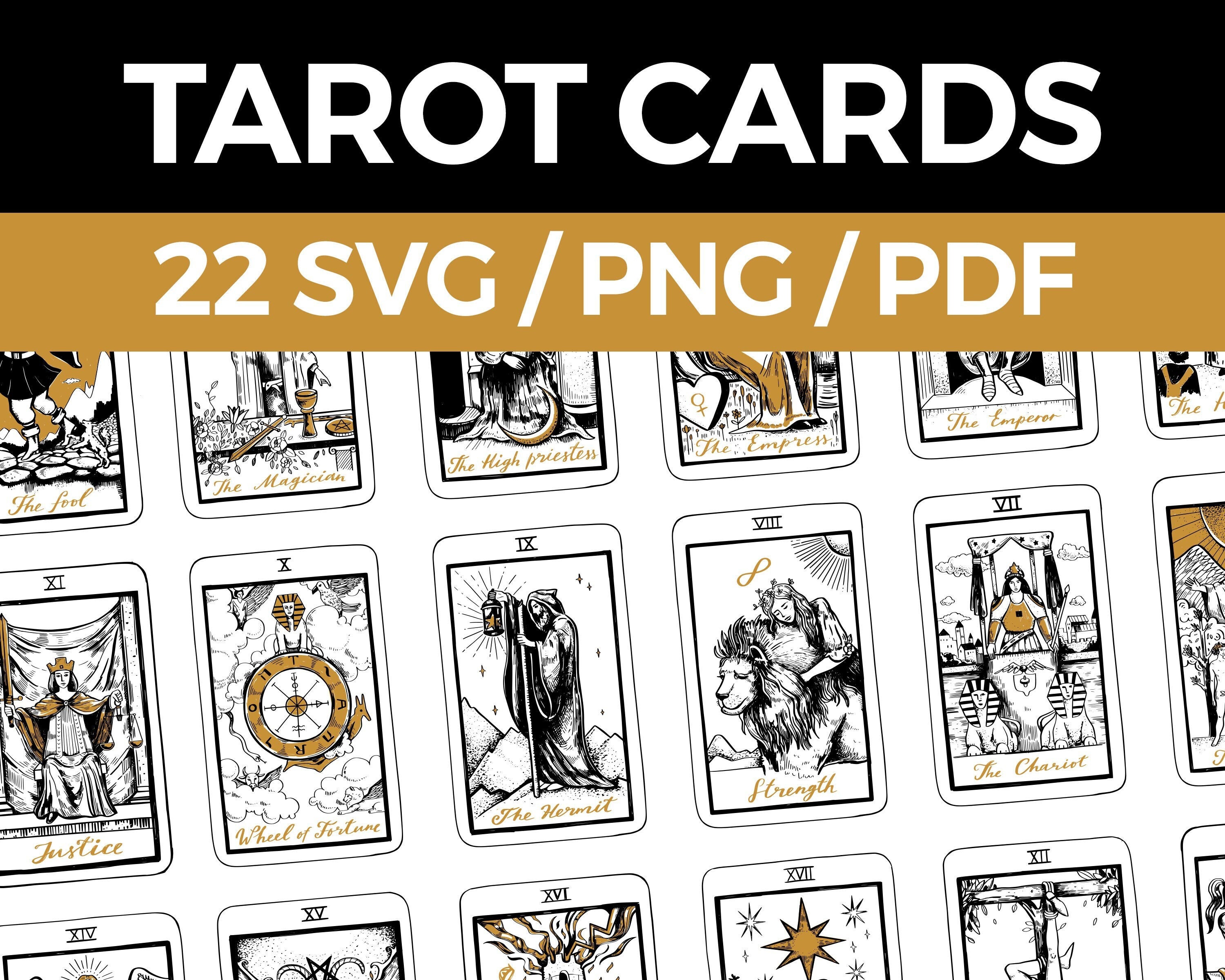 Instant Download 78 Retro tarot cards deck svg png dxf jpg 78 Tarot ...