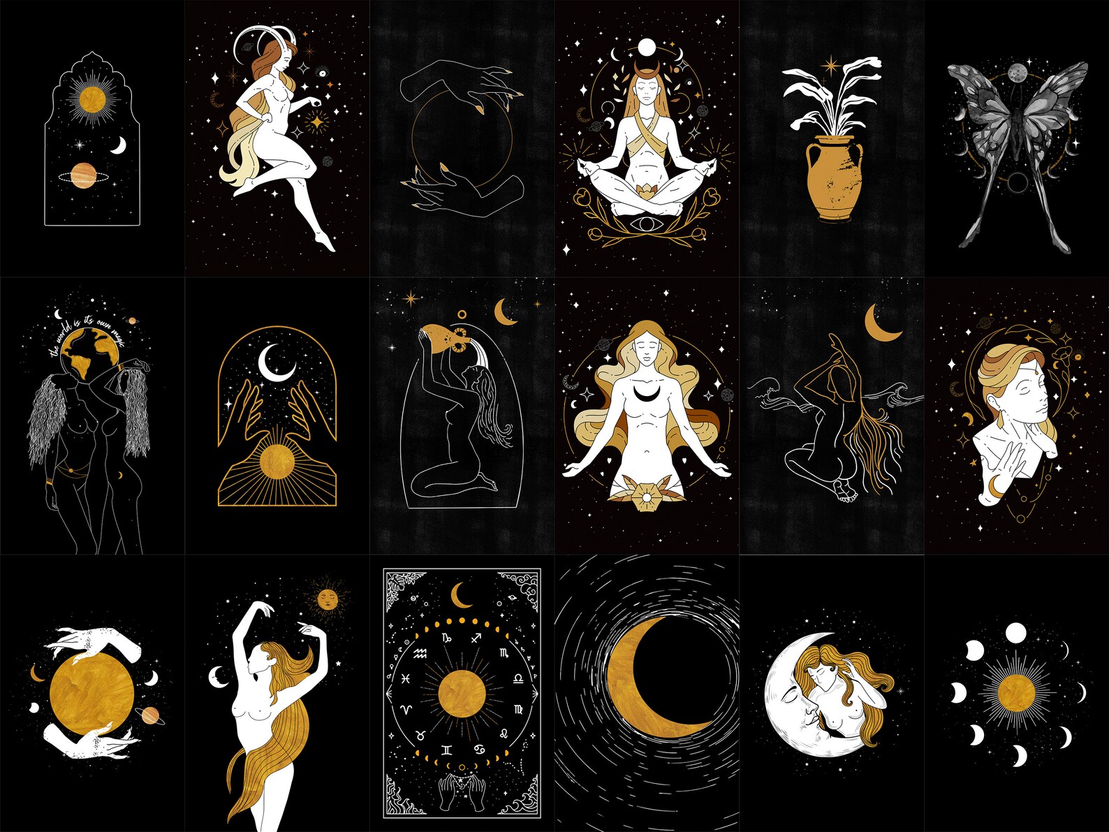 Witchy Collage Kit Dorm Decor Aesthetic Wall Collage Black - Etsy