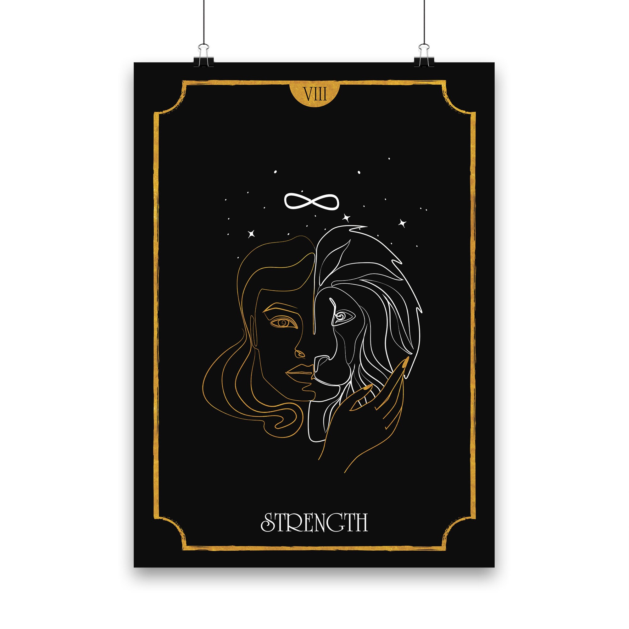 The Strength Art Poster Tarot Card Print the Strength Wall - Etsy