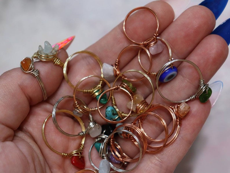 Kids Crystal Ring Little Finger Rings Wire Crystal Chip - Etsy