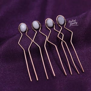 Moonstone Crystal Hair Pins - Antique Copper Updo Accessories - Hair ...