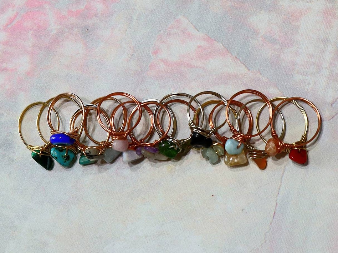 Crystal Chip Ring Choose Your Color Custom Crystal Wire - Etsy