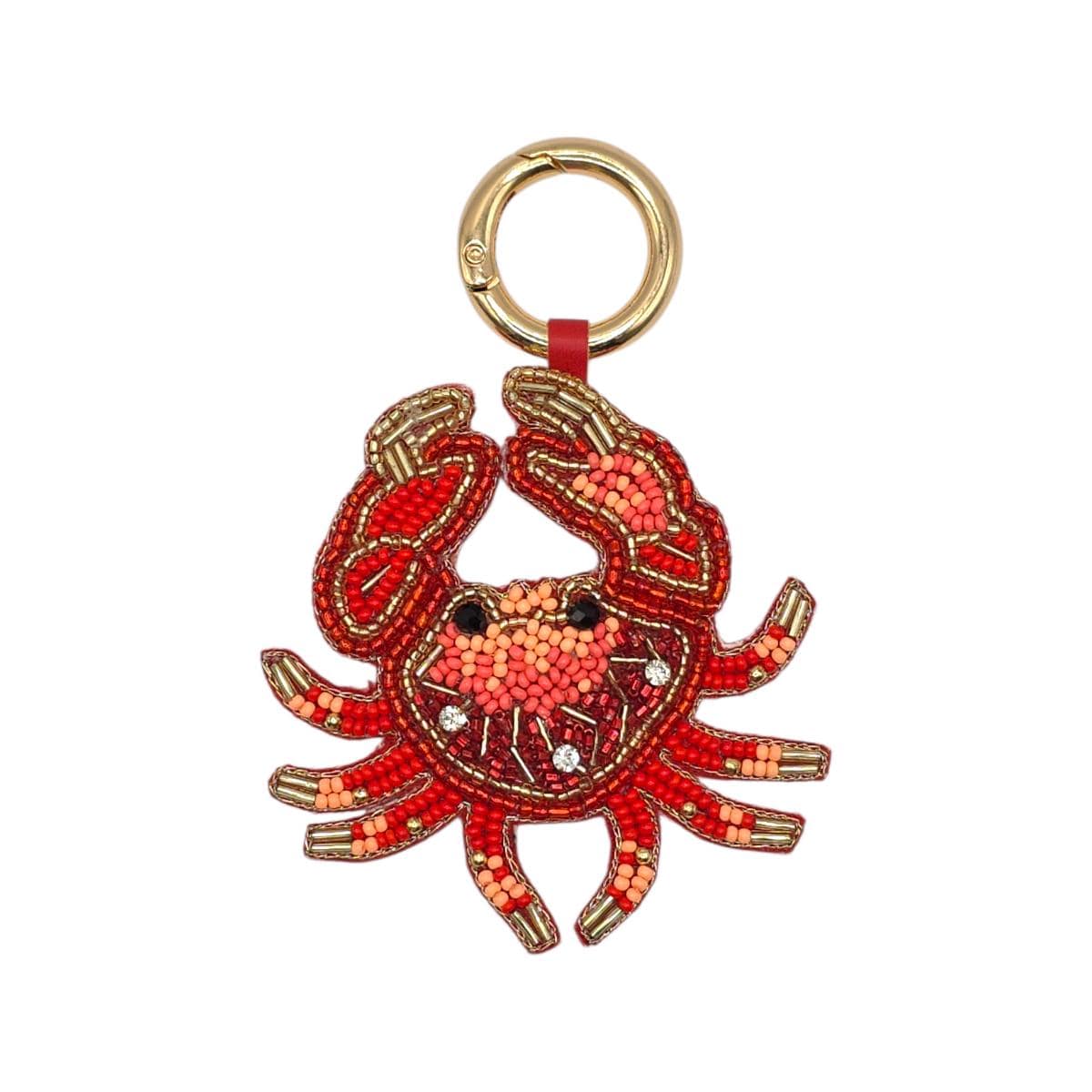 Red Beaded Crab Bag Charm Key Chain - Etsy