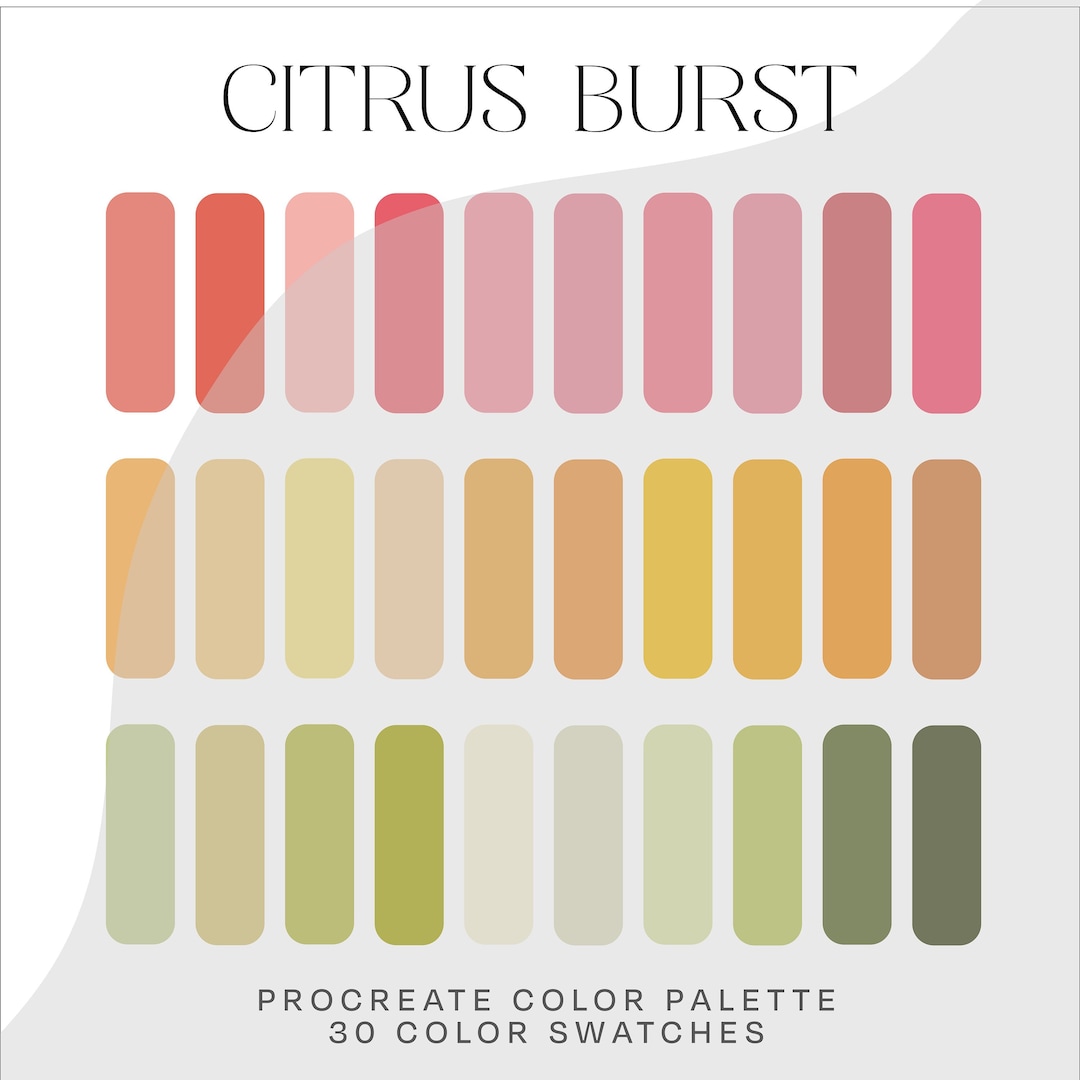 Citrus Burst Procreate Color Palette // Procreate Color Palette ...