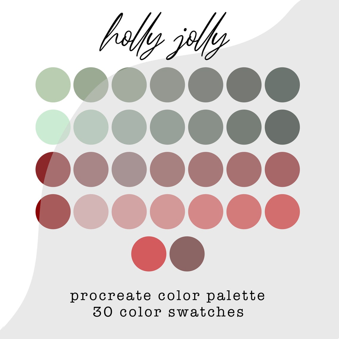 Holly Jolly Procreate Color Palette // Procreate Color Palette | Etsy