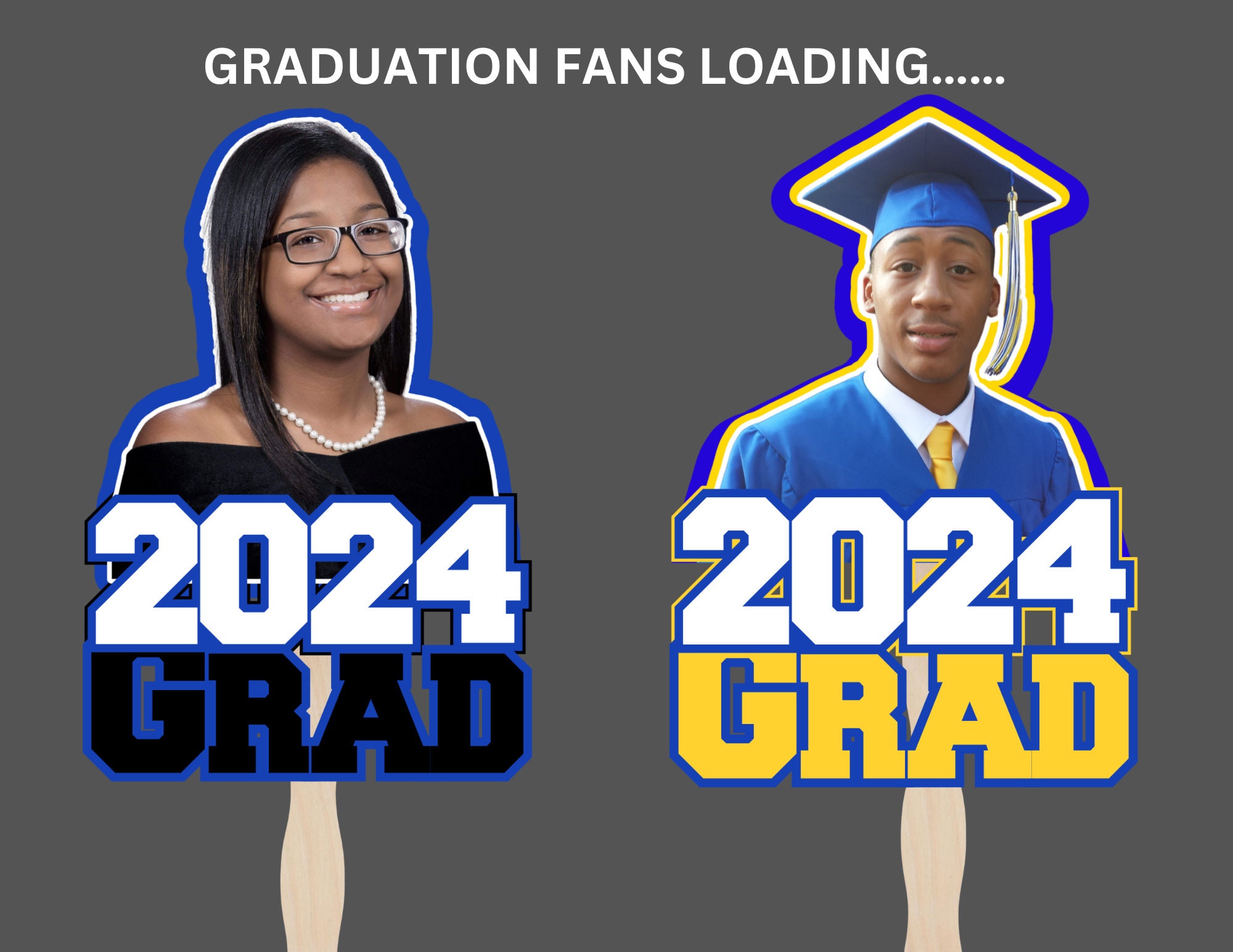 Custom Face Fans With Wooden Handle, Graduation Head, Grad Face Fans ...