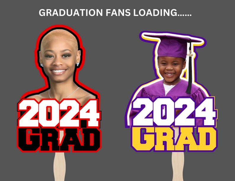 Custom Face Fans With Wooden Handle, Graduation Head, Grad Face Fans ...