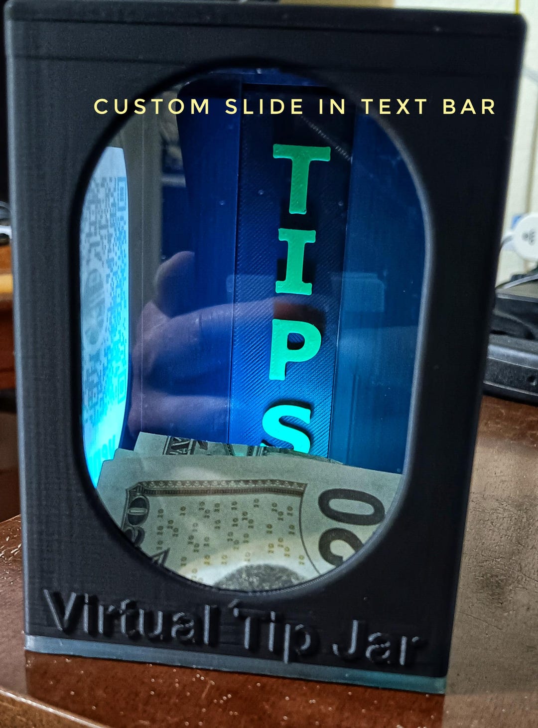 3D Printed -color Changing Tip Jar With Acrylic Viewing Windows and QR ...