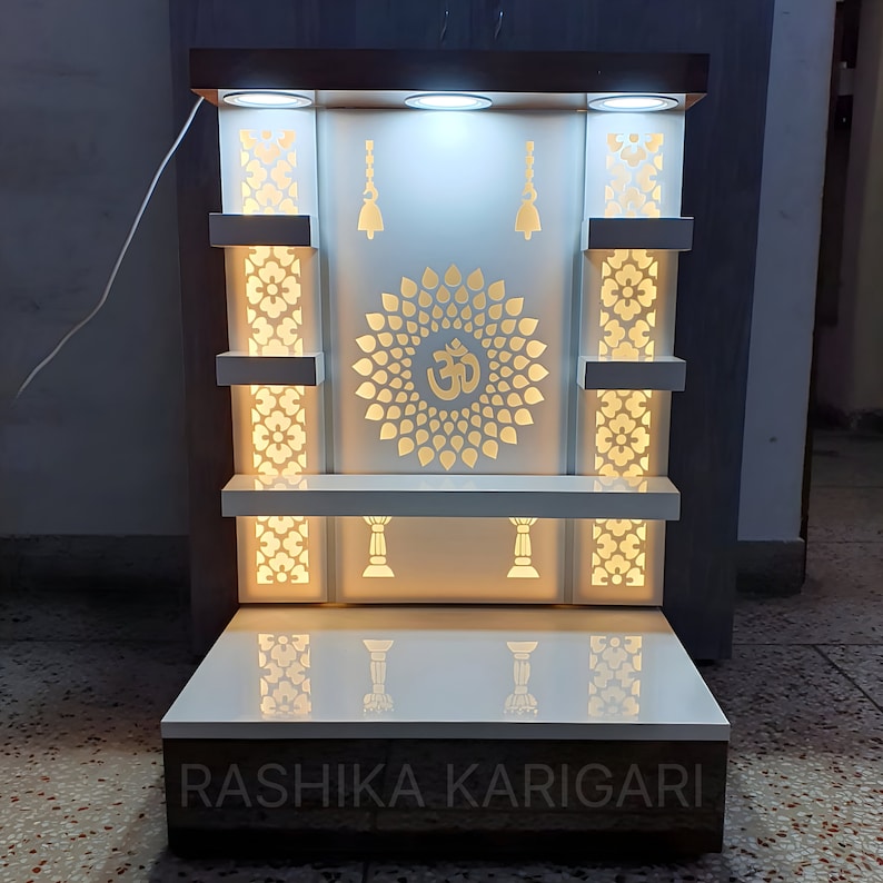 Rashikakarigari Wooden Mandir With LED Light | Home and Office Temple ...