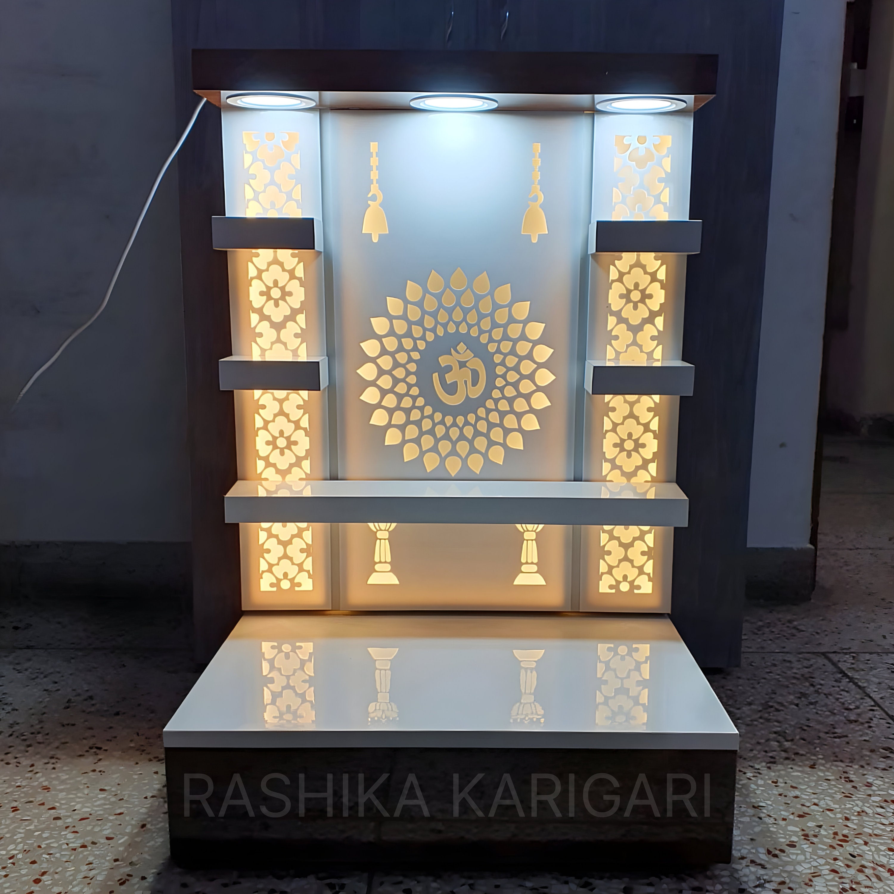 Rashikakarigari Wooden Mandir With LED Light | Home and Office Temple ...
