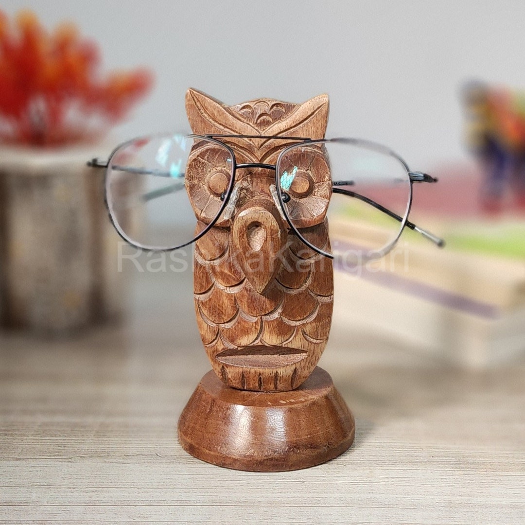 Handcrafted Wooden Owl Eyeglasses Holder: Desk Organizer - Etsy