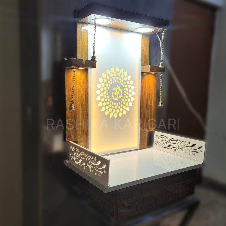Rashikakarigari Wooden Mandir With LED Light Home and Office Temple ...