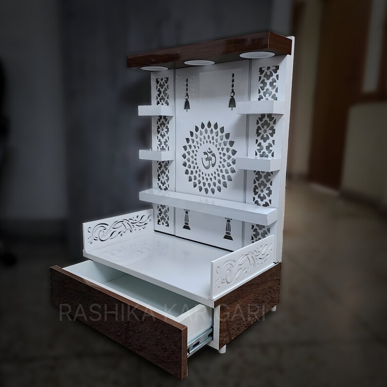 Rashikakarigari Wooden Mandir With LED Light | Home and Office Temple ...