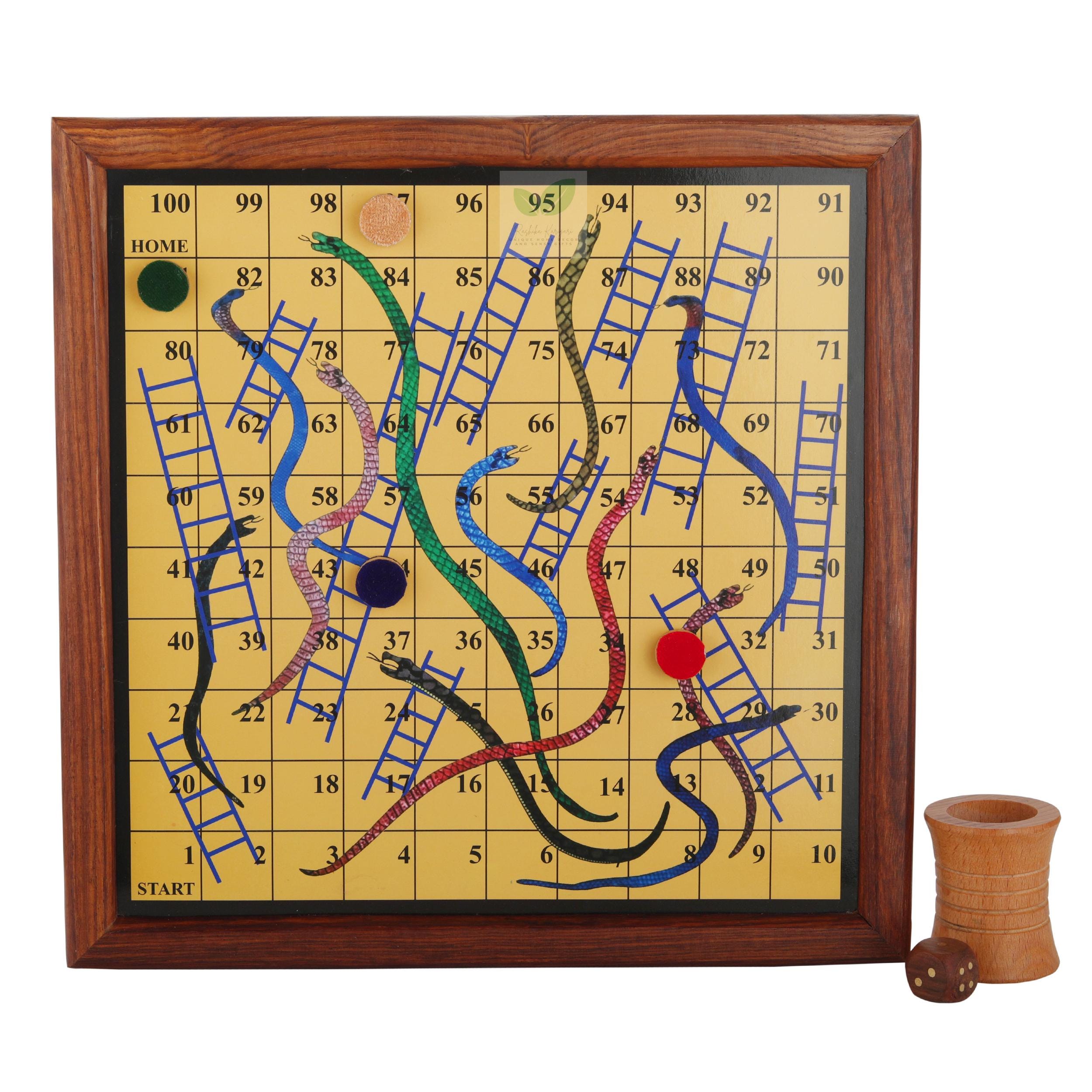 Handcrafted Wooden Magnetic Ludo & Snakes and Ladders Game: Traditional ...