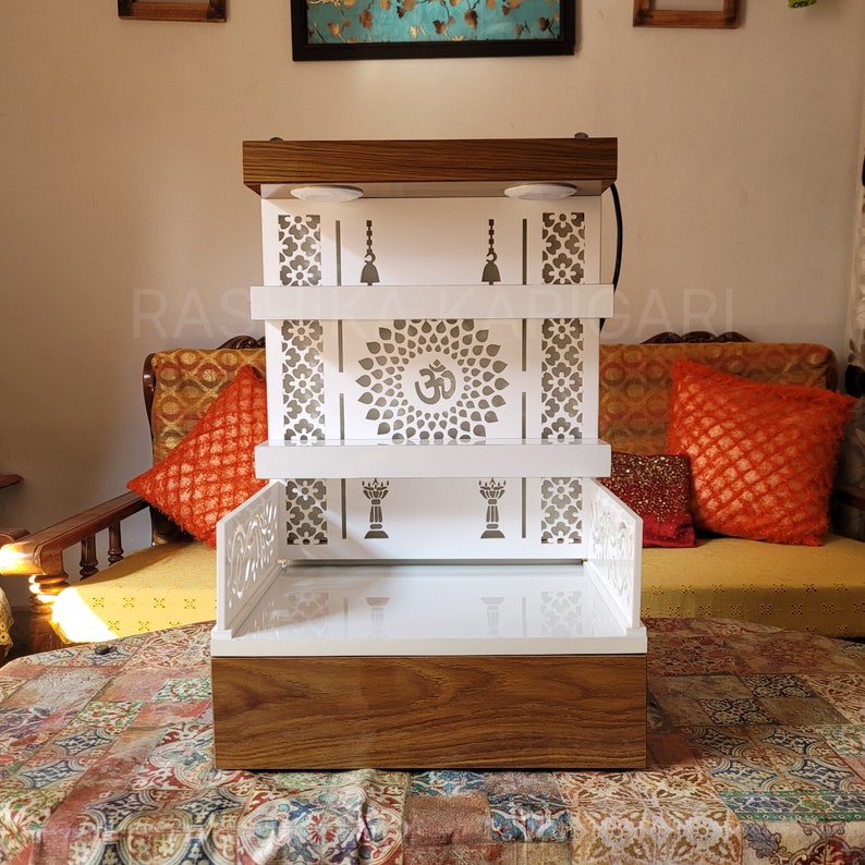 Rashikakarigari Wooden Mandir With LED Light Home and Office Temple ...