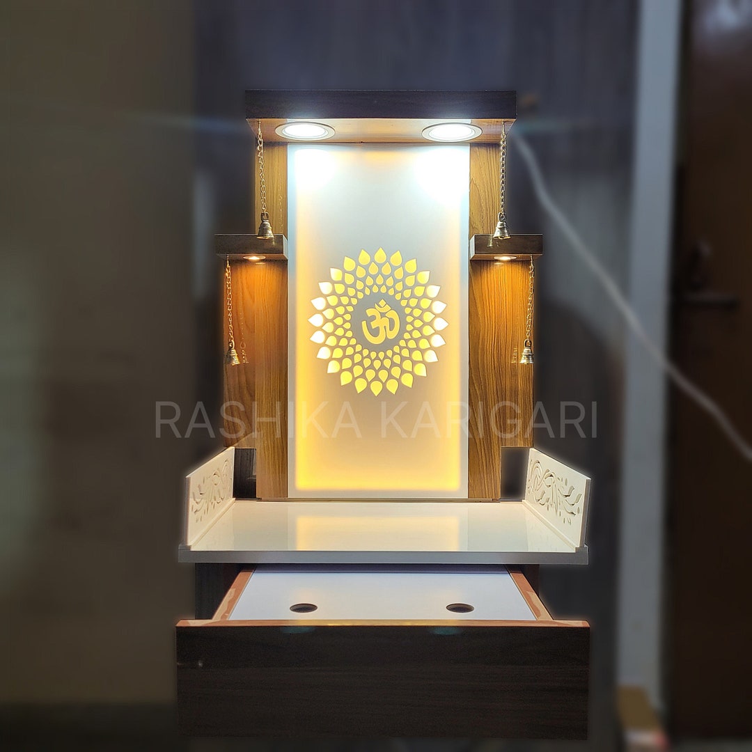 Wooden Mandir for Home and Office With Led Light Temple for Home Décor ...