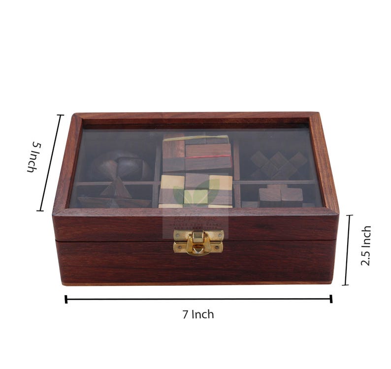 Handcrafted Wooden Brain Teaser Puzzle Set: 6-in-1 IQ Game Made in ...