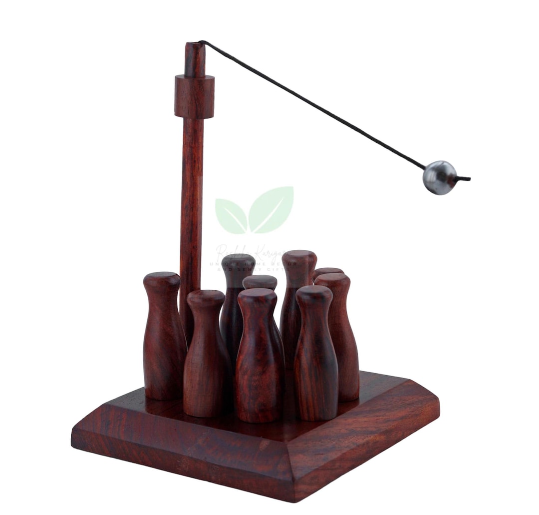 Handmade Wooden Bar Skittle Pendulum Bowling Desk Game—mini Desktop ...