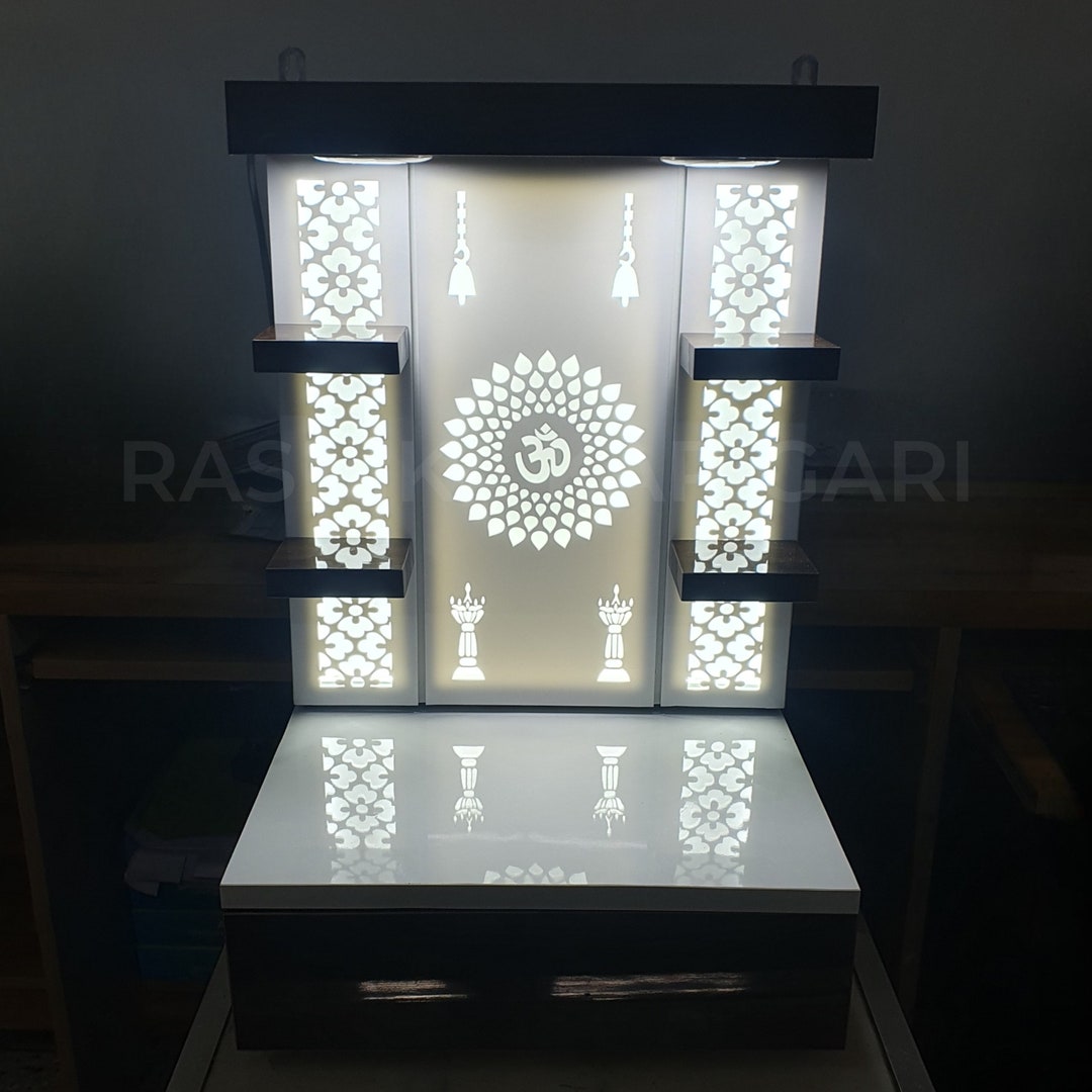 Wooden Mandir for Home: Handcrafted Temple With LED Light - Etsy