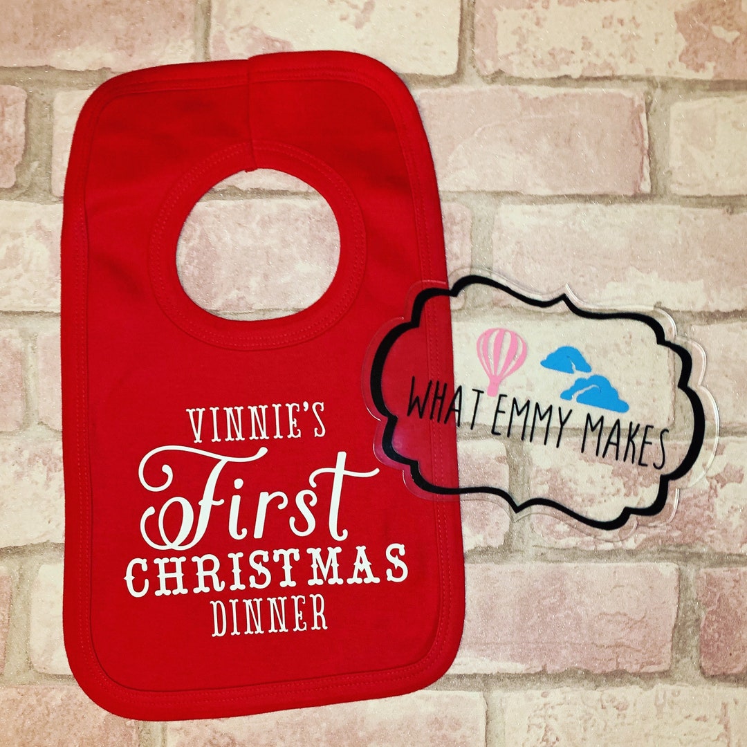 Personalised First Christmas Dinner Bib - Etsy