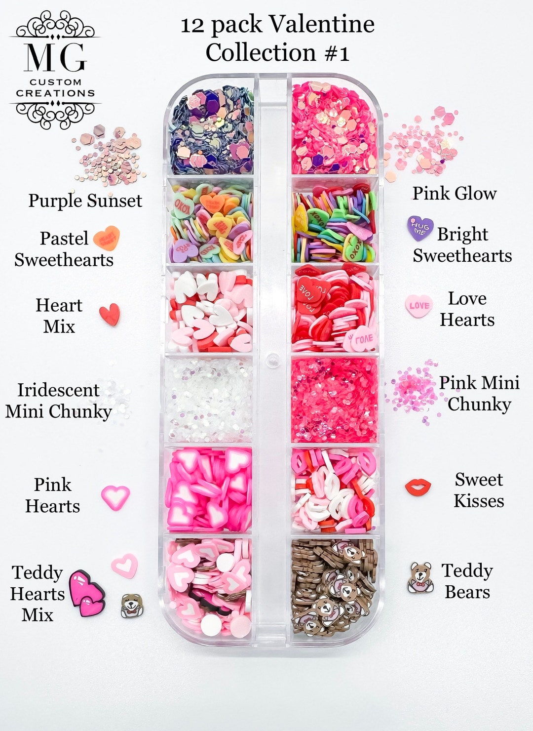 Valentine’s Day Shape Glitter 12 Colors (collection #1 and #2) Tumblers ...